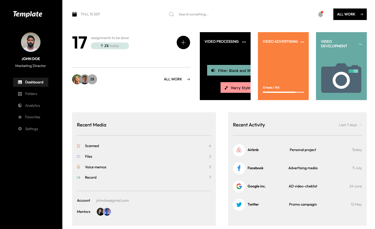 Project Dashboard | Free Webflow Component